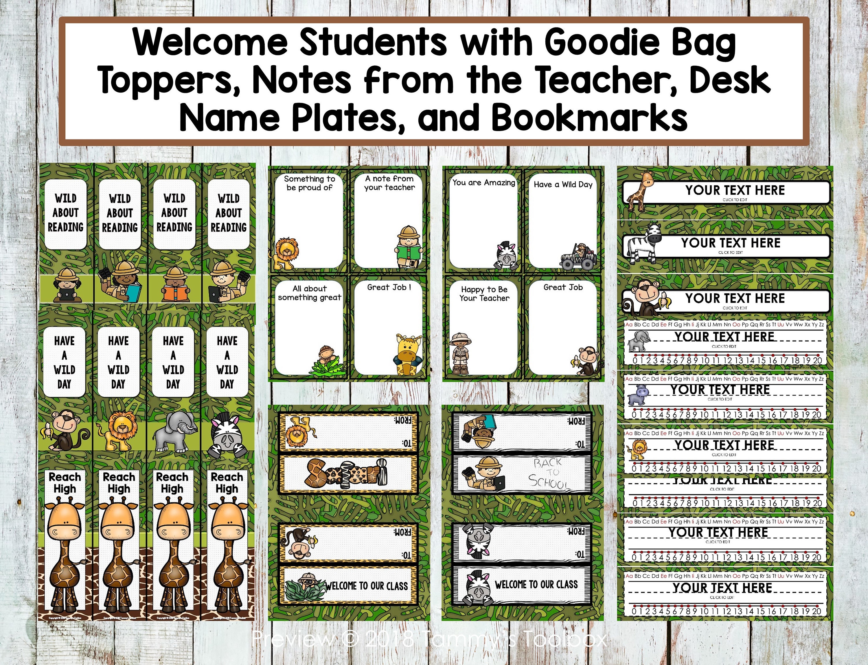 Editable Safari Jungle Theme Classroom Decor Printables, Growth Mindset ...