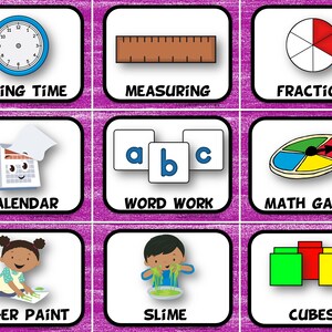 Editable Classroom Center Labels Decor in Bright Classroom Decor Theme ...