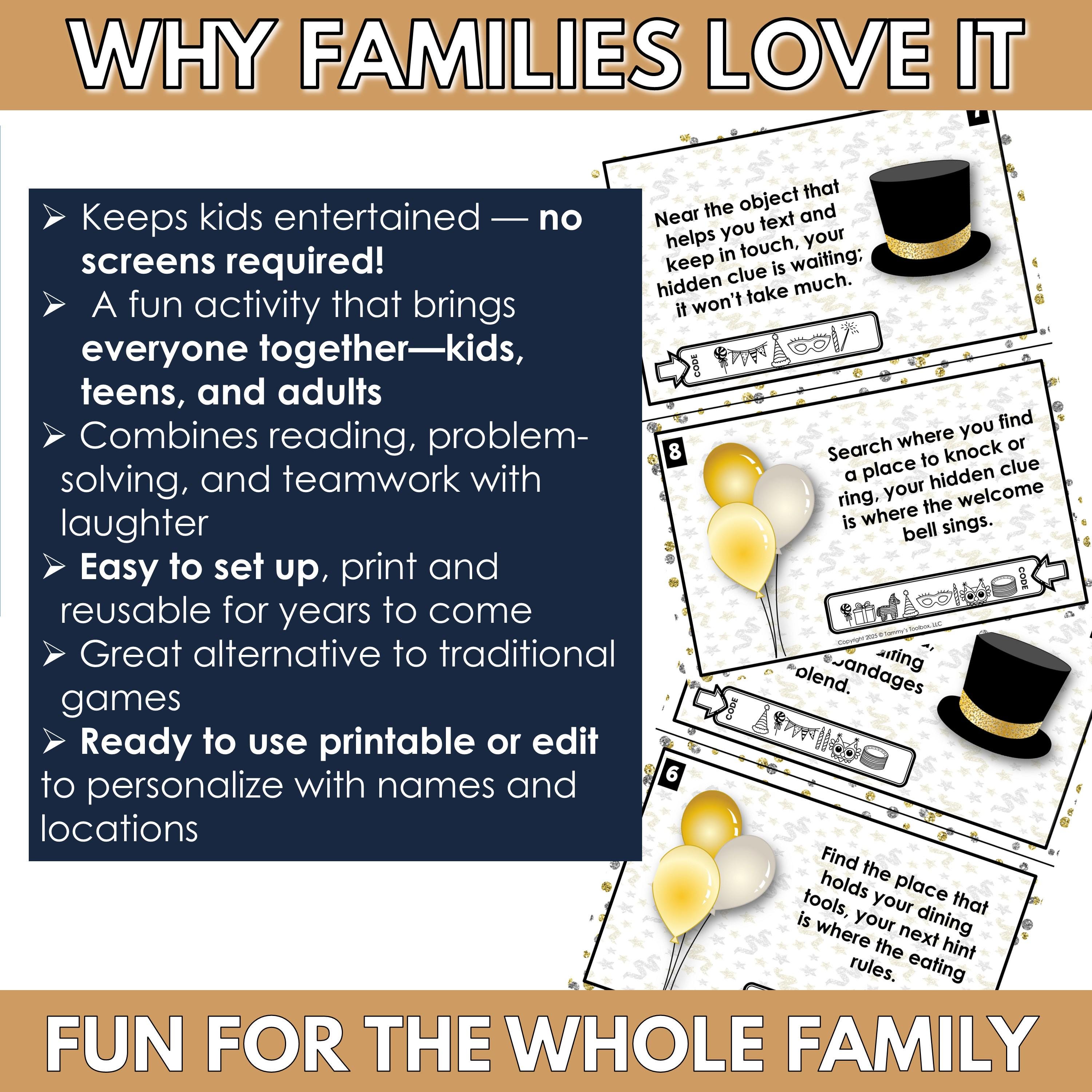 New Year's Eve 2026 Scavenger Hunt for Kids | Escape Room Clues Family ...