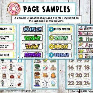 Editable Classroom Calendar in Donut Theme, Donut Classroom Decor ...