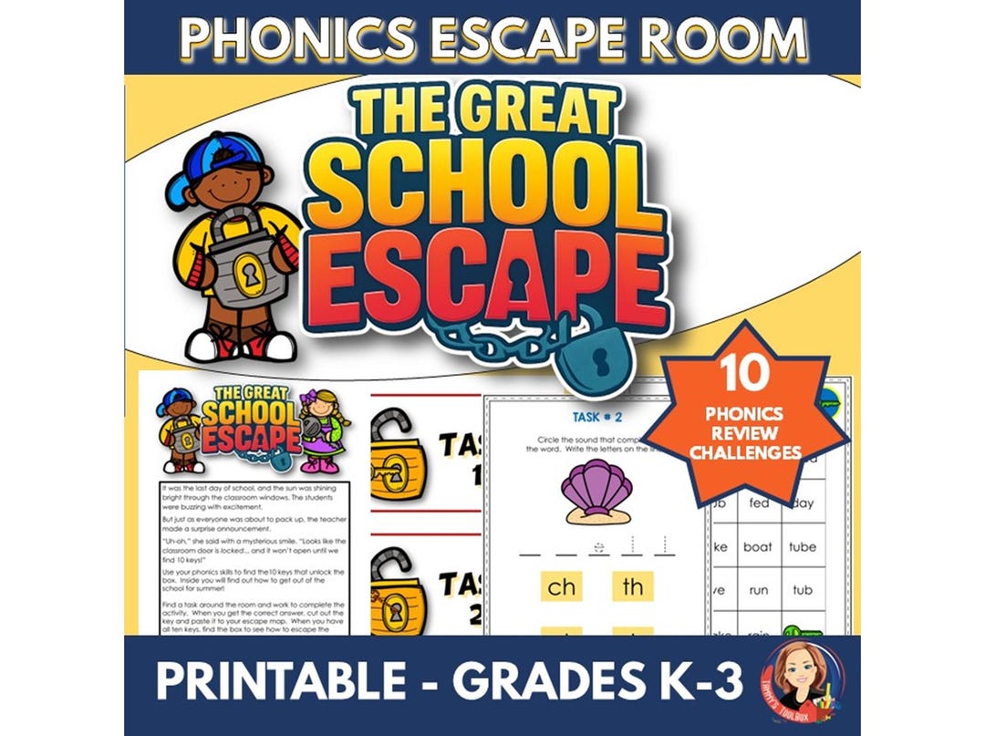 End of Year Escape Room Phonics Review, Printable Phonics Activities ...