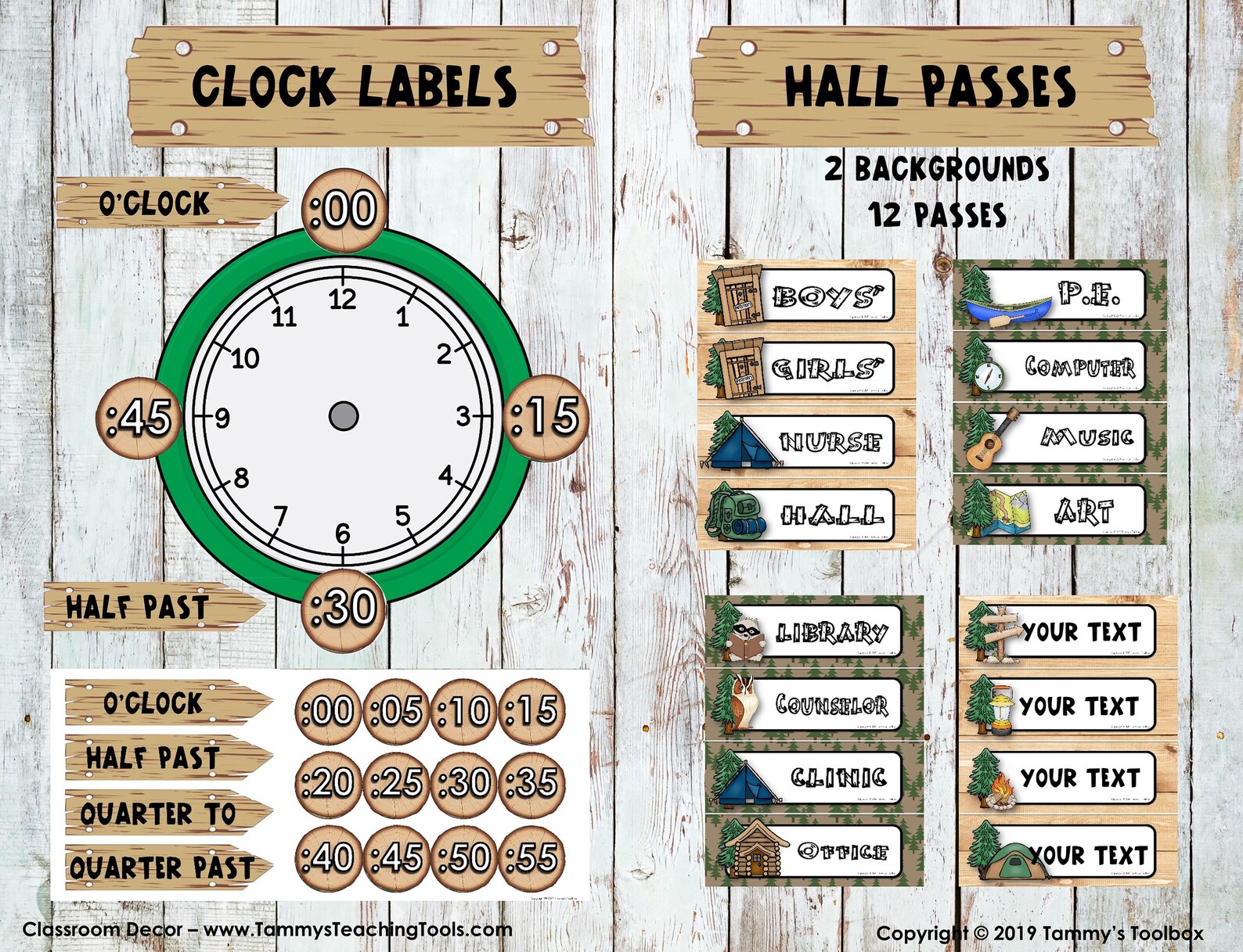 Editable Camping Classroom Decor Schedule and Classroom Management Set ...