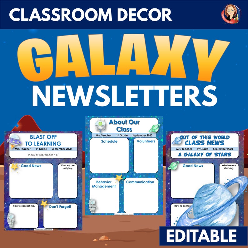Galaxy Outer Space Classroom Classroom Newsletter Templates, Printable ...