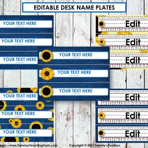 Sunflower Classroom Decor Set Editable, Sunflower Bulletin Board ...