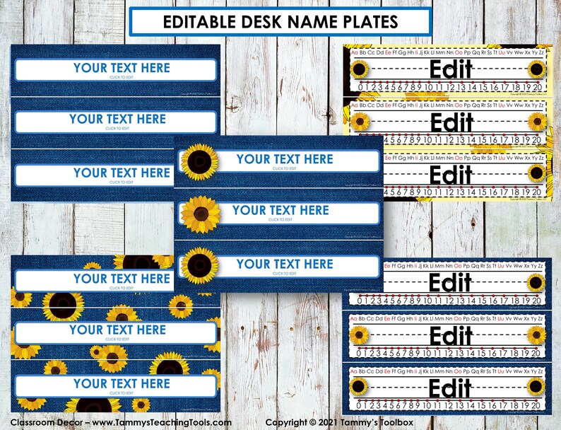 Sunflower Classroom Decor Set Editable, Sunflower Bulletin Board ...