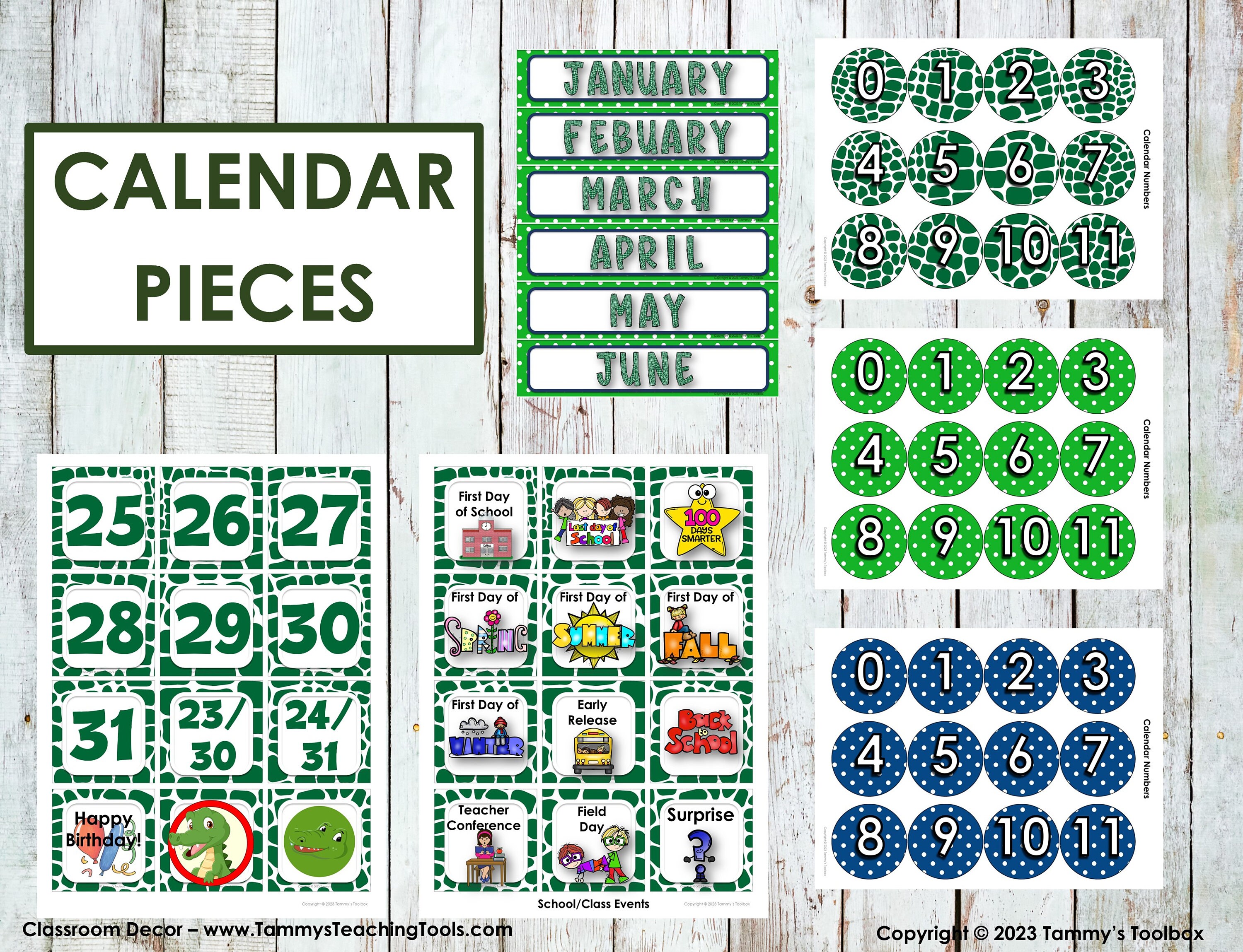 Alligator Classroom Calendar Set Editable for Back to School Classroom ...