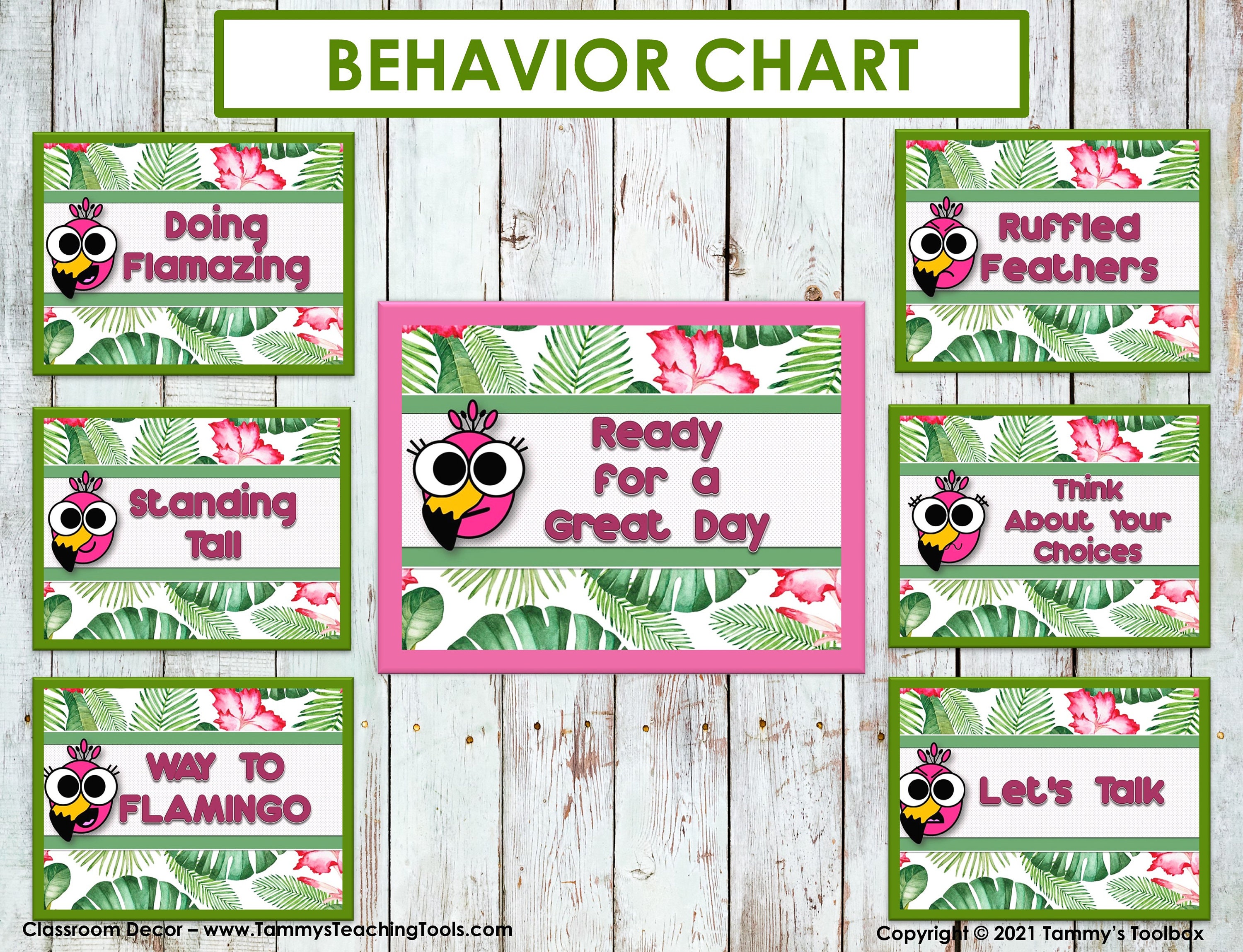 Classroom Schedule and Management Set in Tropical Theme, Tropical ...