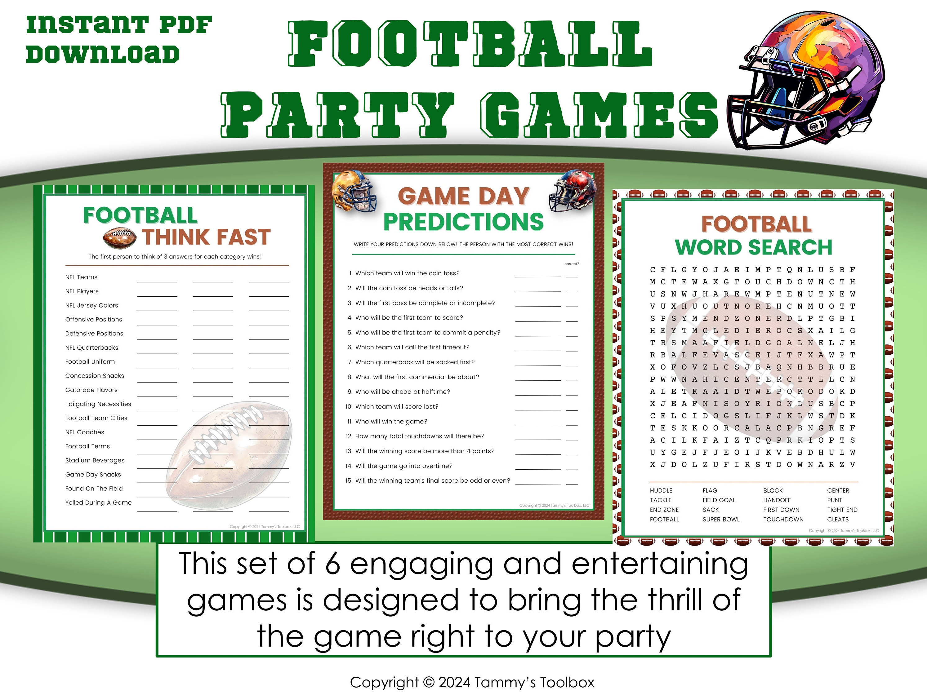 Printable Football Party Games Bundle | Fun Activities for Adults and ...