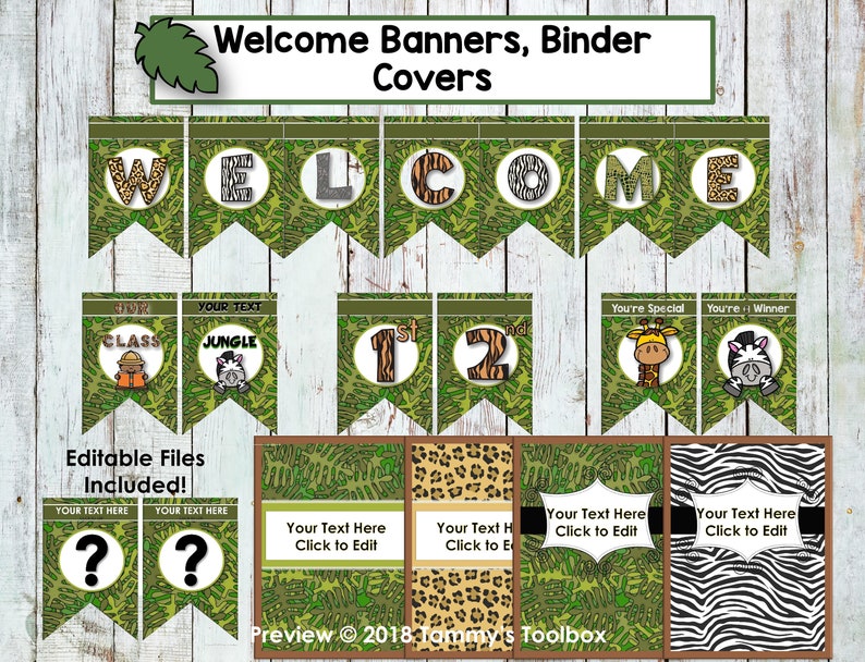 Jungle Safari Theme Classroom Decor Growth Mindset Editable Bundle ...