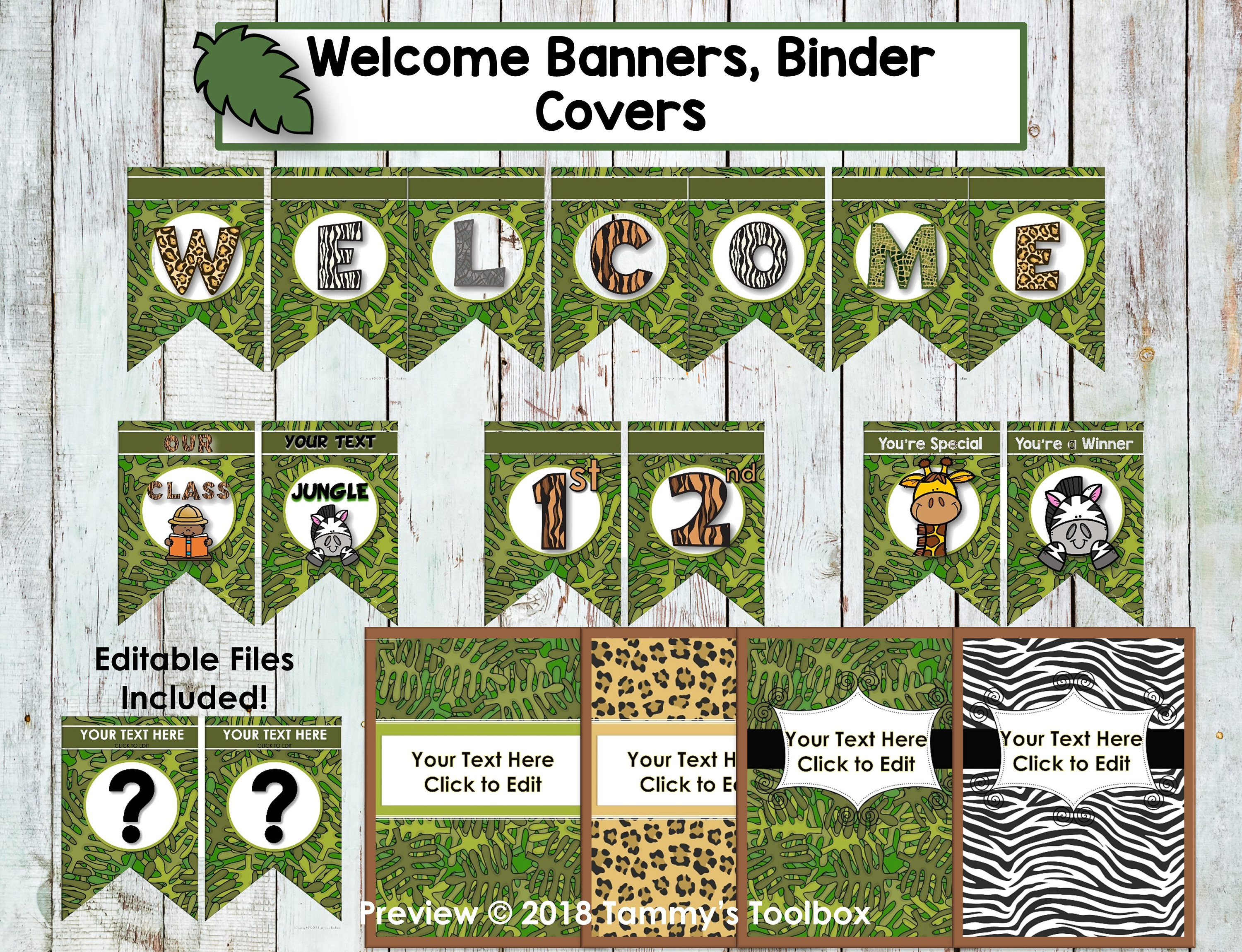 Jungle Safari Theme Classroom Decor Growth Mindset Editable Bundle ...
