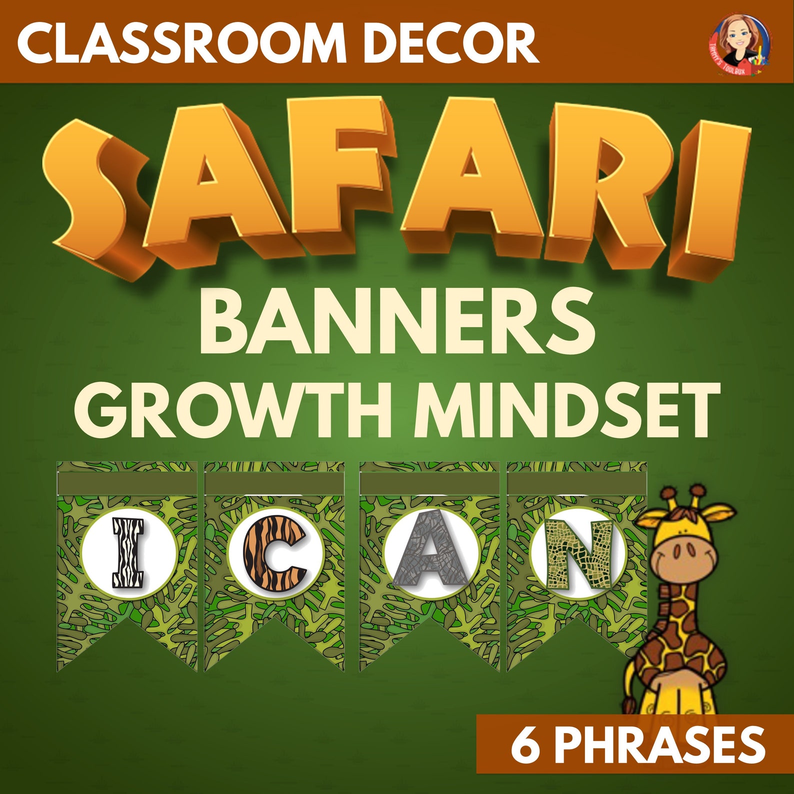 Jungle Safari Theme Classroom Decor Growth Mindset Banners, Bulletin ...
