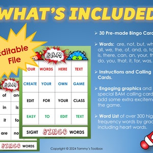 Editable Sight Word Bingo Game Set for High-frequency Words - 30 Unique ...