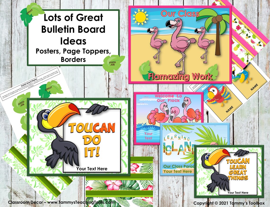 Tropical Classroom Decor Bundle Editable, Classroom Bulletin Board ...