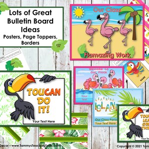 Tropical Classroom Decor Set, Editable, Printable Tropical Beach Theme ...