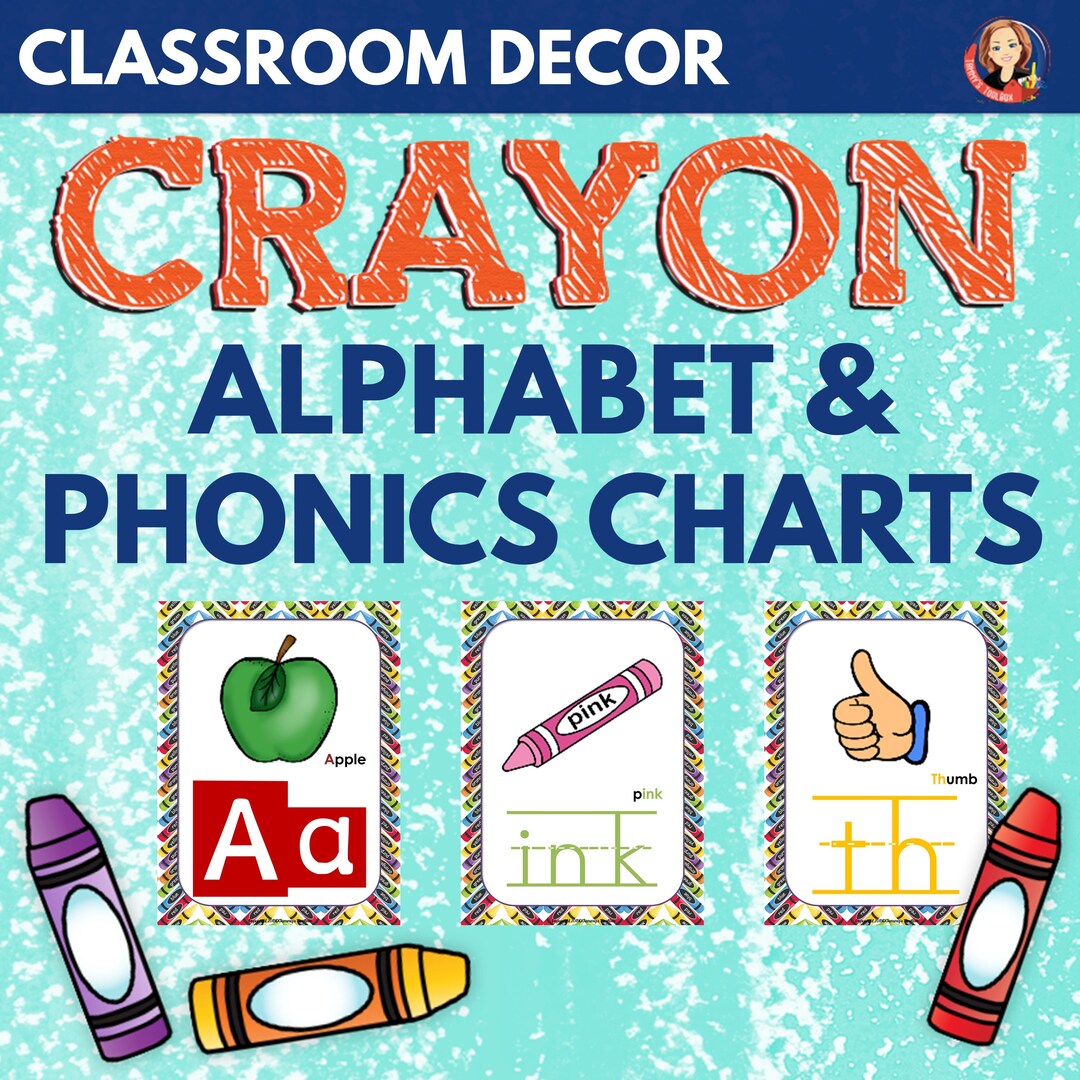 Alphabet Posters and Phonics Charts in a Crayon Decor Theme - Etsy