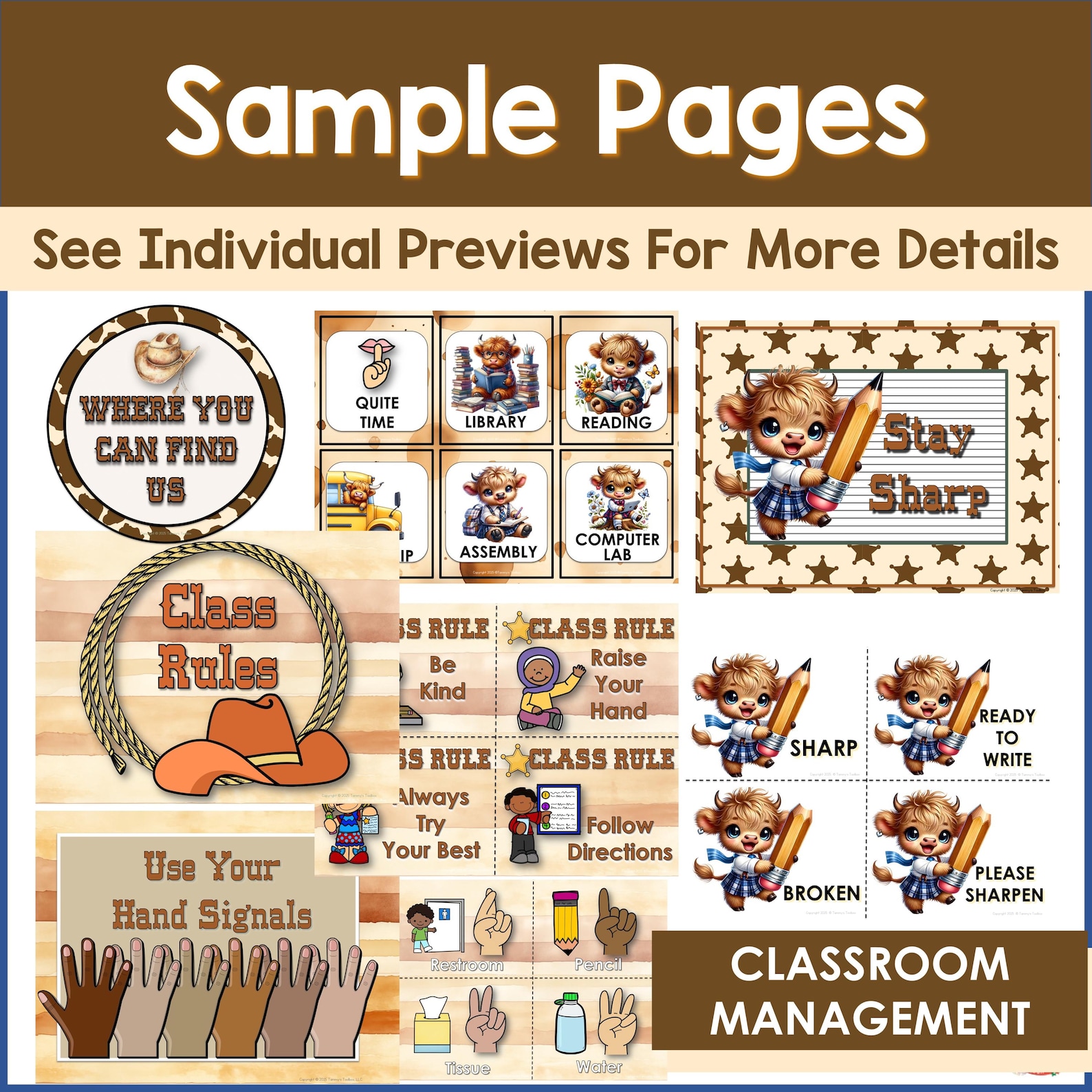 Editable Wild Western Classroom Decor Bundle | Highland Cow Theme ...
