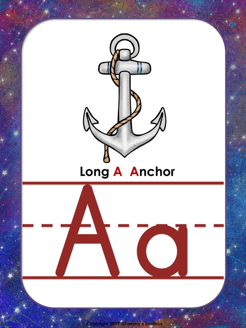 Alphabet Posters and Phonics Charts in Galaxy Outer Space Theme ...