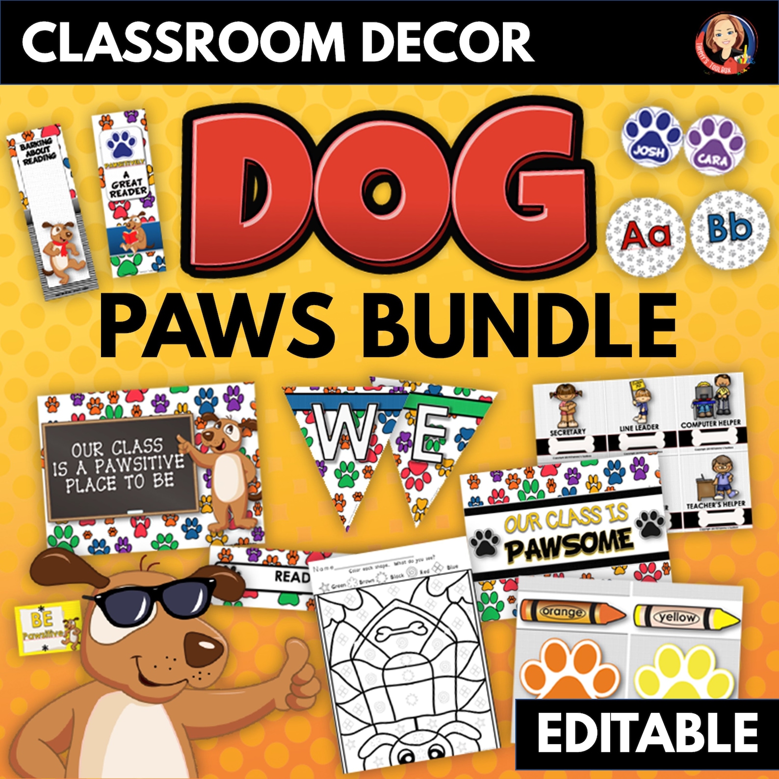 Dog Paws Classroom Decor Bundle, Dog Classroom Theme Bulletin Board ...
