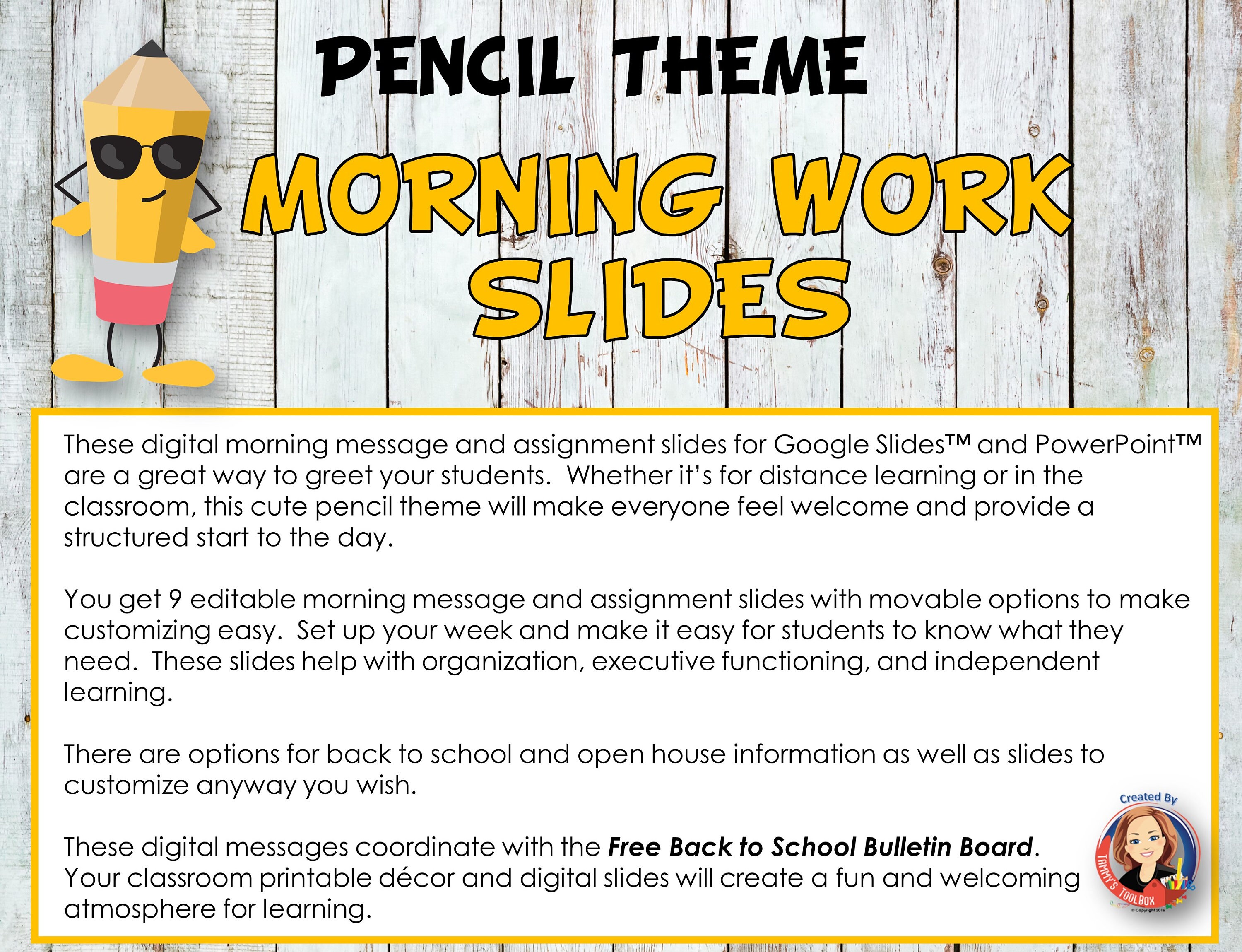 Digital Morning Work Assignment Slides in Pencil Theme, Back to School ...