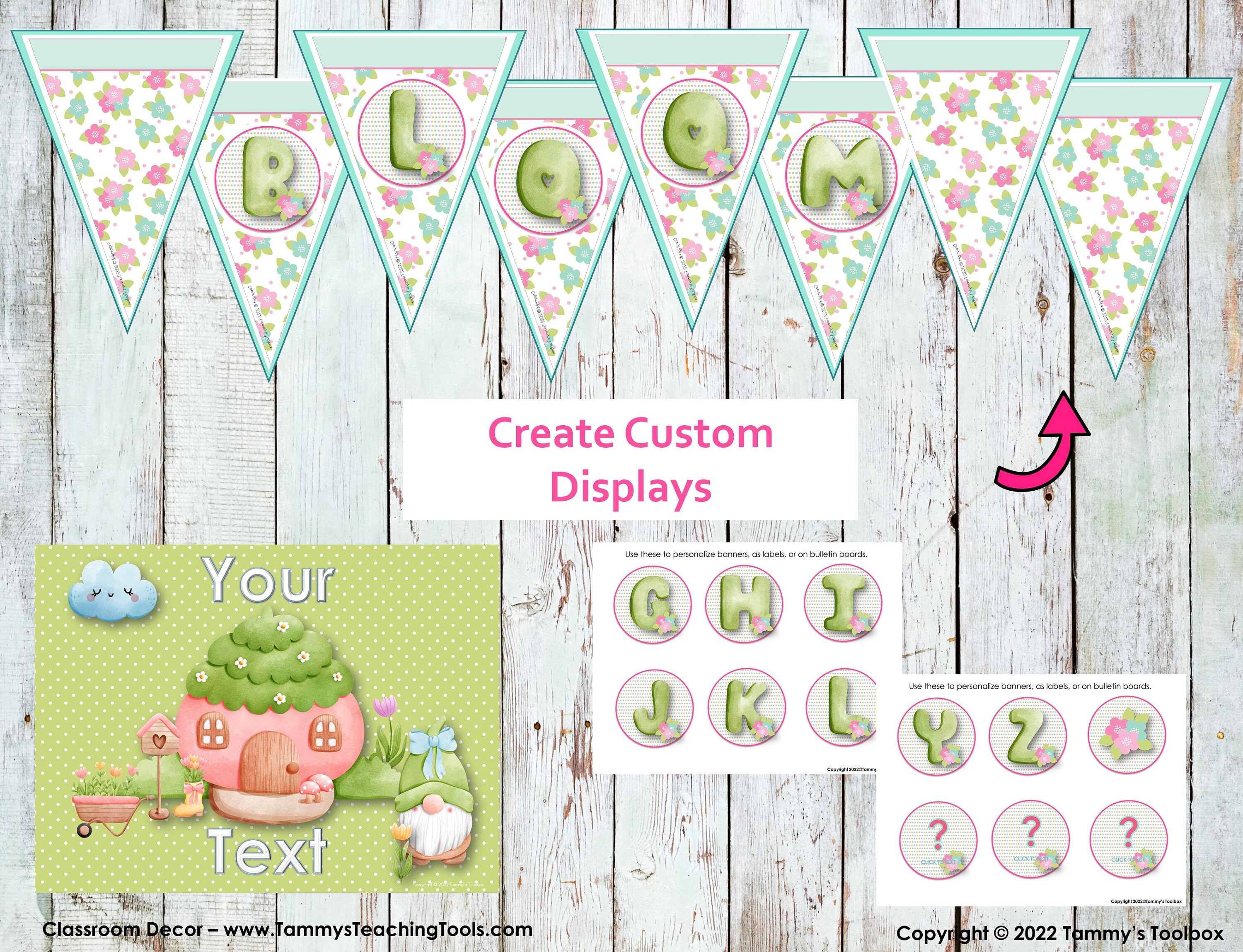 Spring Bulletin Board Kit With Writing Activities, Gnome Spring ...