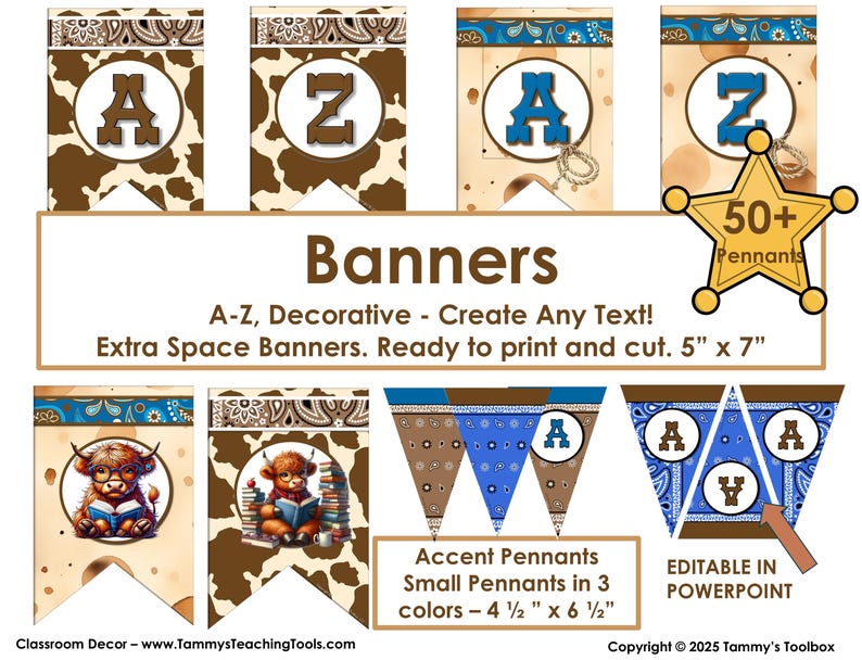 Western Classroom Decor Bundle With Highland Cows | Editable Bulletin ...