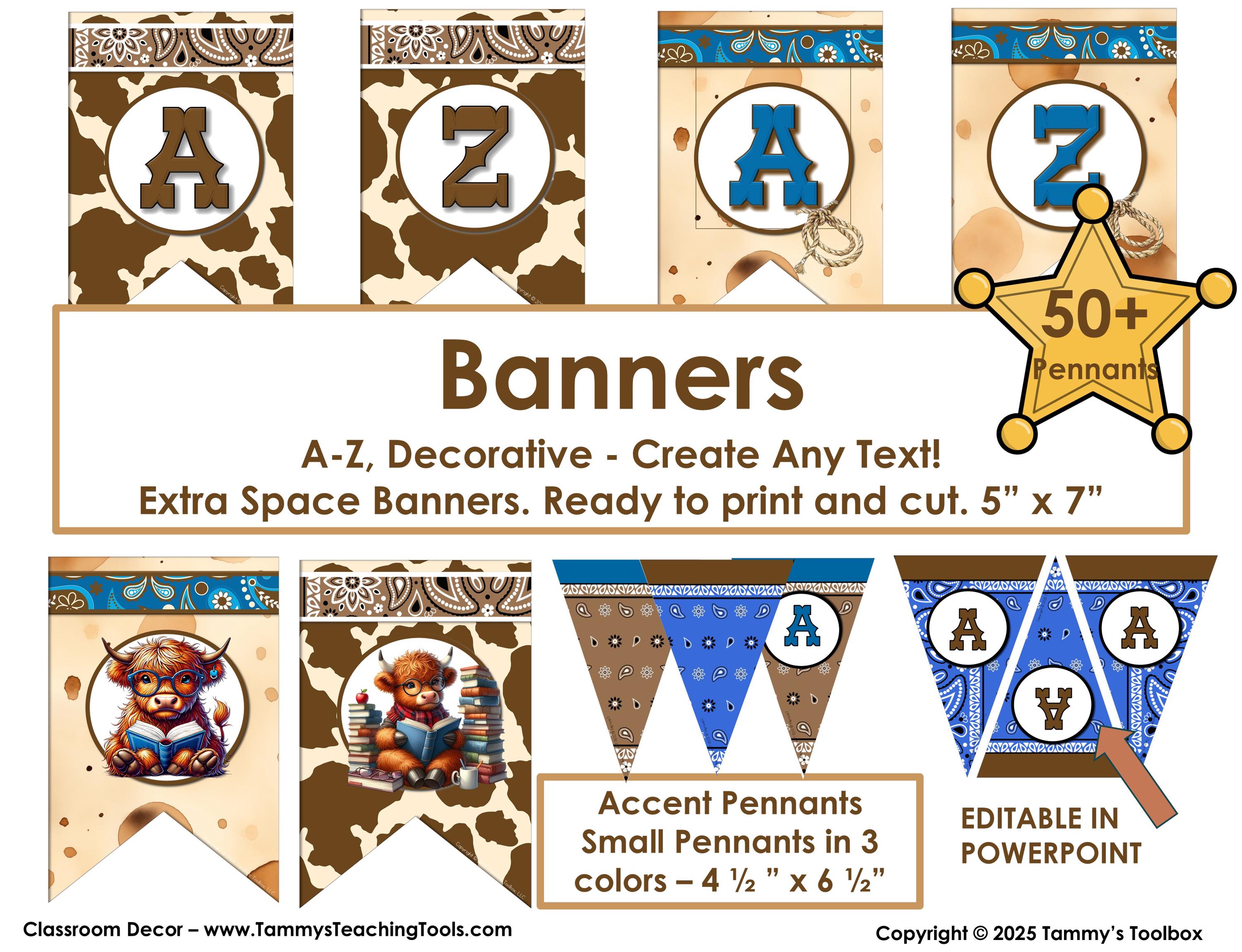 Western Classroom Decor Bundle With Highland Cows | Editable Bulletin ...