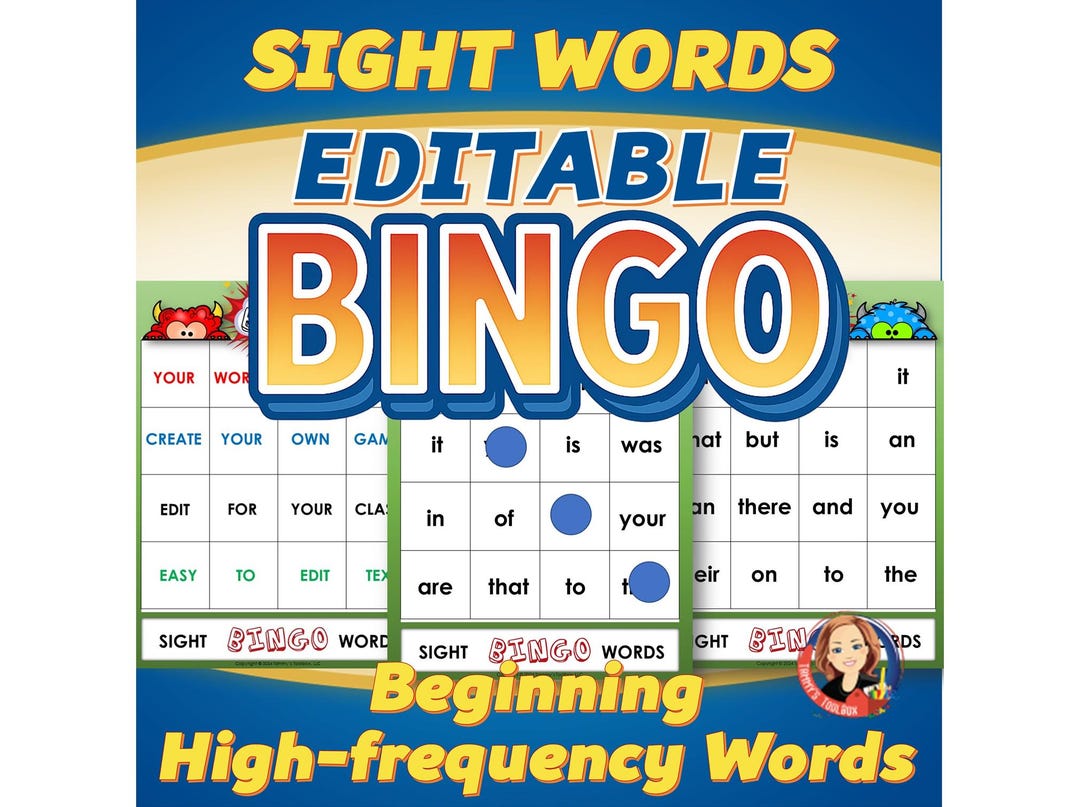 Editable Sight Word Bingo Game Set for High-frequency Words - 30 Unique ...