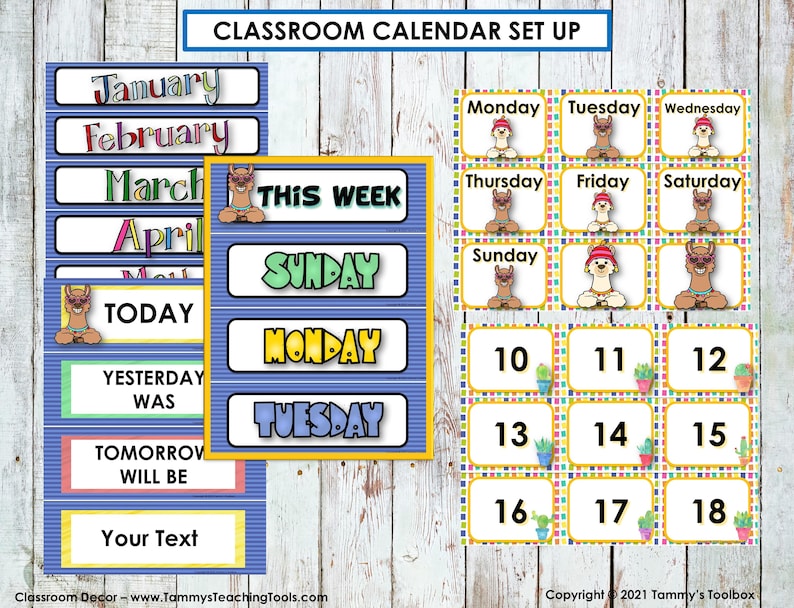 Llama Classroom Decor Bundle Editable, Llama Theme Classroom Bulletin ...