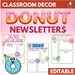 Digital and Printable Classroom Newsletter Templates in Donut Theme ...