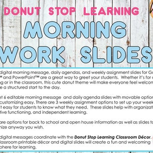 Digital Morning Work Assignment and Daily Agenda Slides in Donut Theme ...