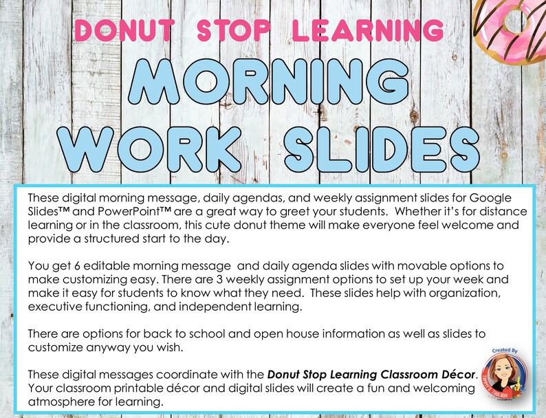 Digital Morning Work Assignment and Daily Agenda Slides in Donut Theme ...