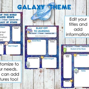 Galaxy Outer Space Classroom Classroom Newsletter Templates, Printable ...