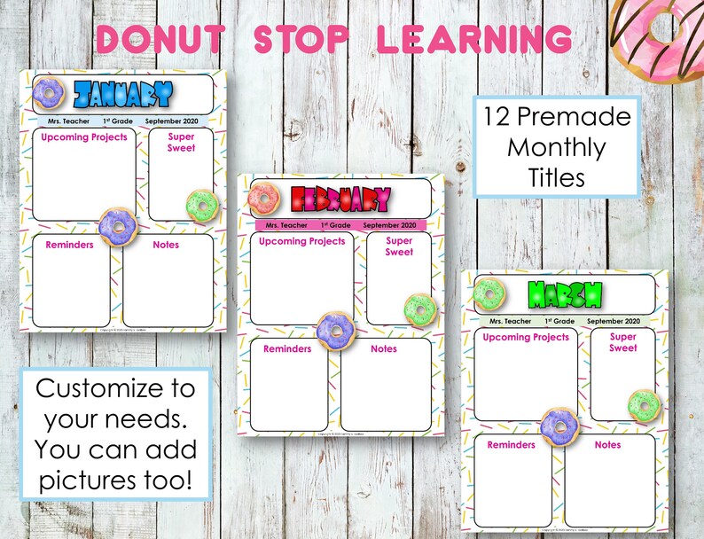 Digital and Printable Classroom Newsletter Templates in Donut Theme ...
