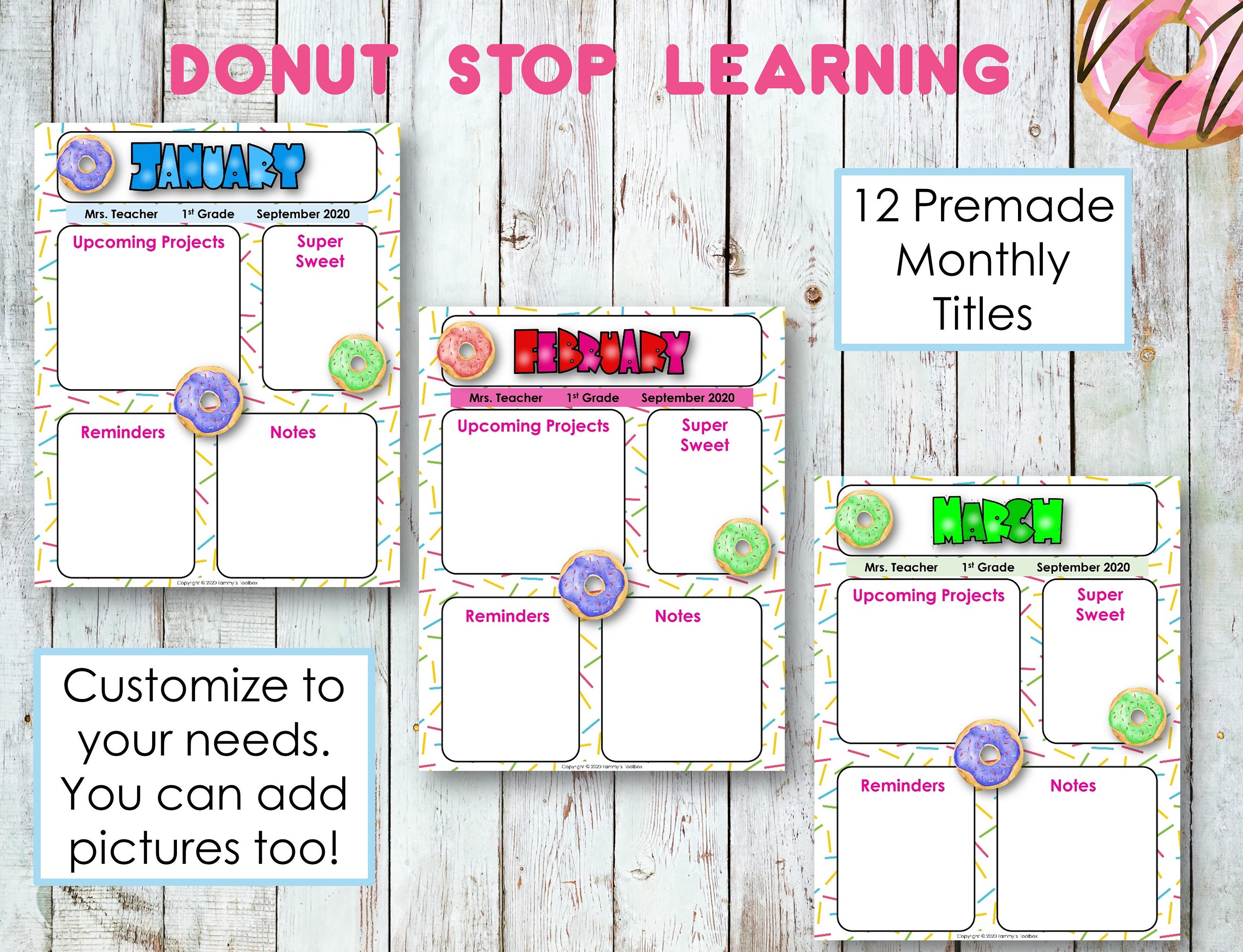 Digital and Printable Classroom Newsletter Templates in Donut Theme ...