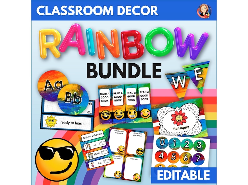 Emoji Rainbow Classroom Decor Bundle, Rainbow Theme Classroom Posters ...