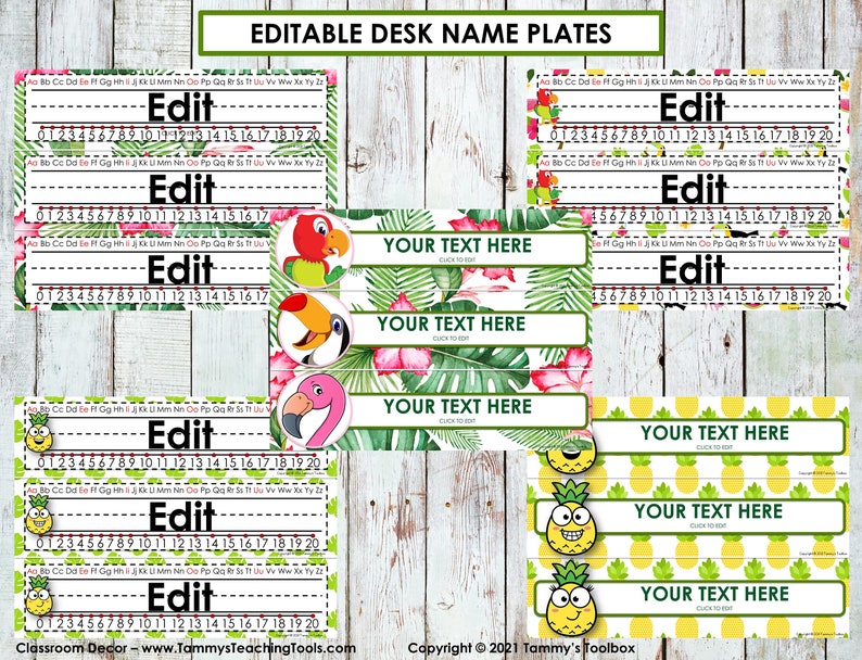 Tropical Classroom Decor Bundle Editable, Classroom Bulletin Board ...