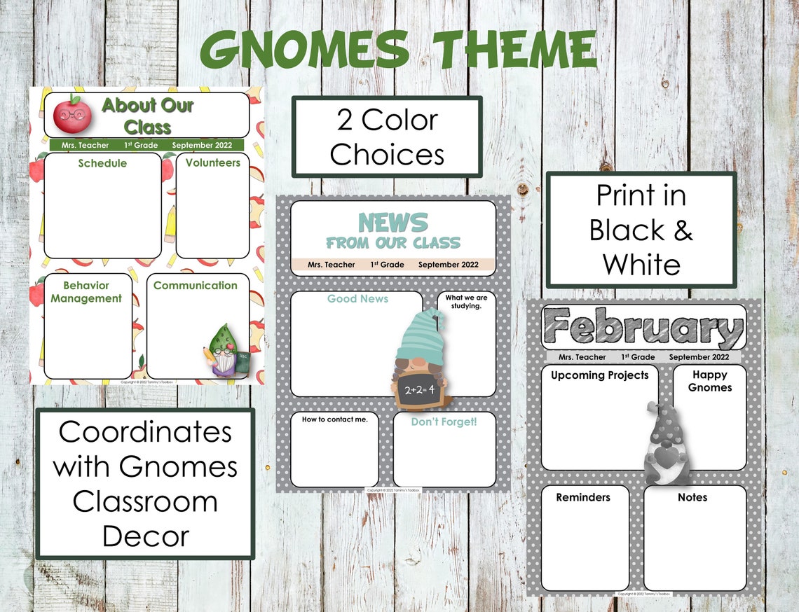 Classroom Newsletter Templates in Gnomes Theme - Etsy