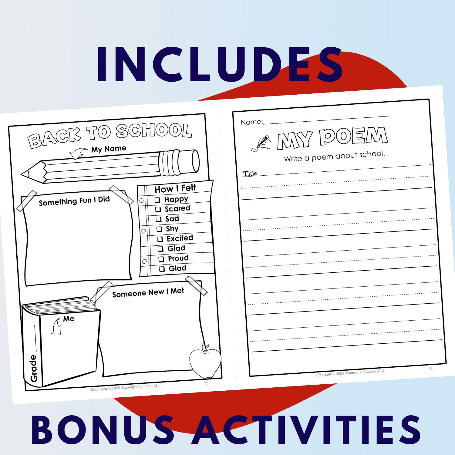 Back to School Decodable Poems and Phonics Activity Book for Kids | K-3 ...