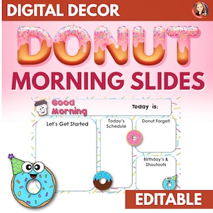 Digital Morning Work Assignment and Daily Agenda Slides in Donut Theme ...