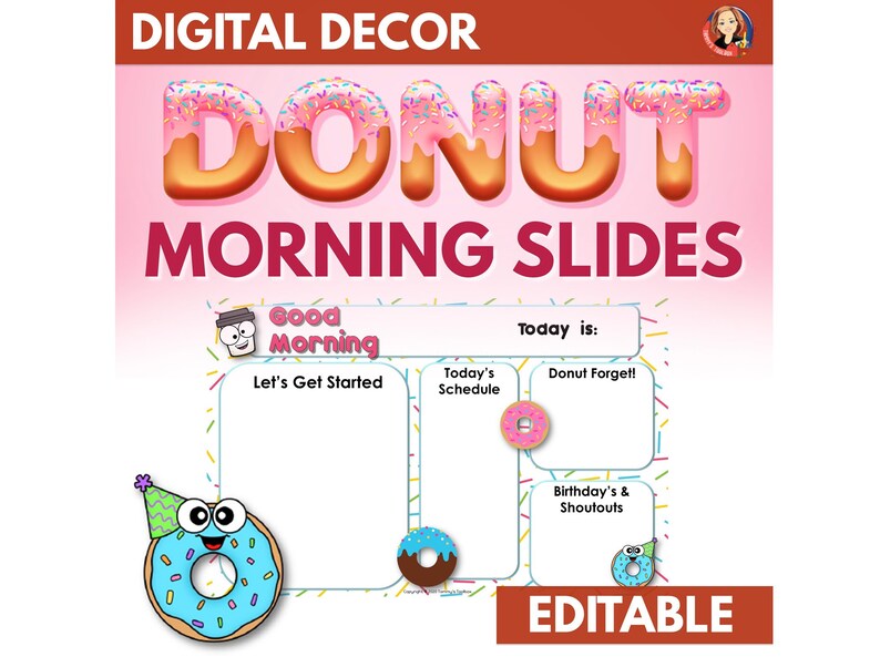 Digital Morning Work Assignment and Daily Agenda Slides in Donut Theme ...