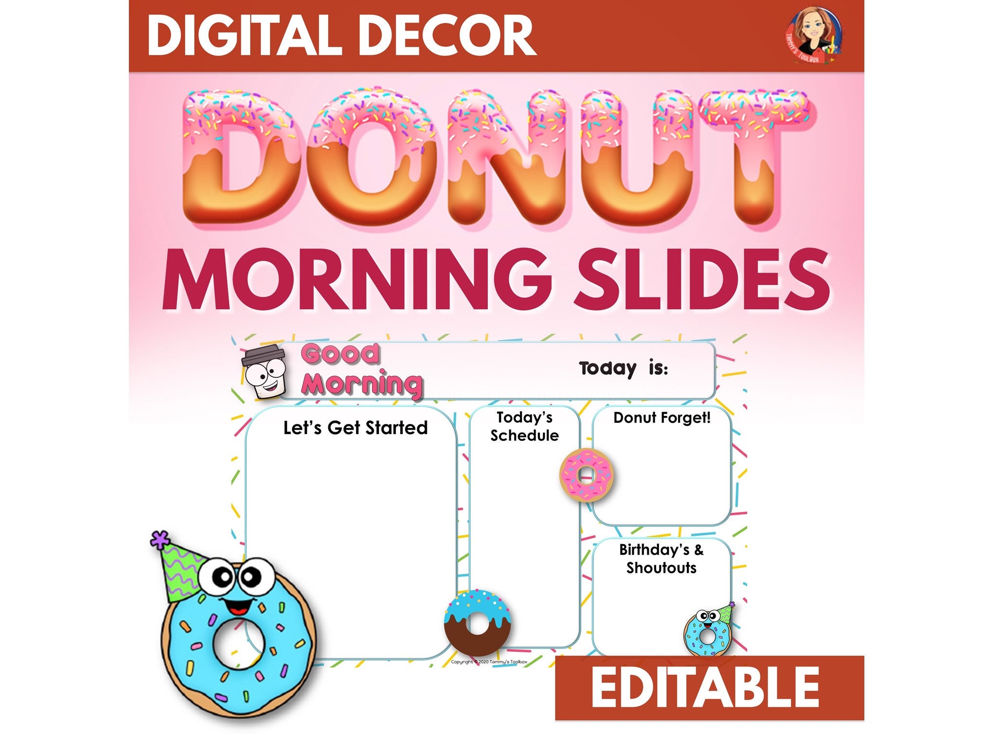 Digital Morning Work Assignment and Daily Agenda Slides in Donut Theme ...