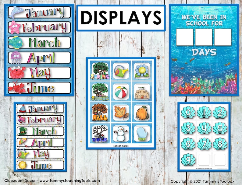 Ocean Under the Sea Theme Classroom Calendar, Sea Life Monthly Calendar ...