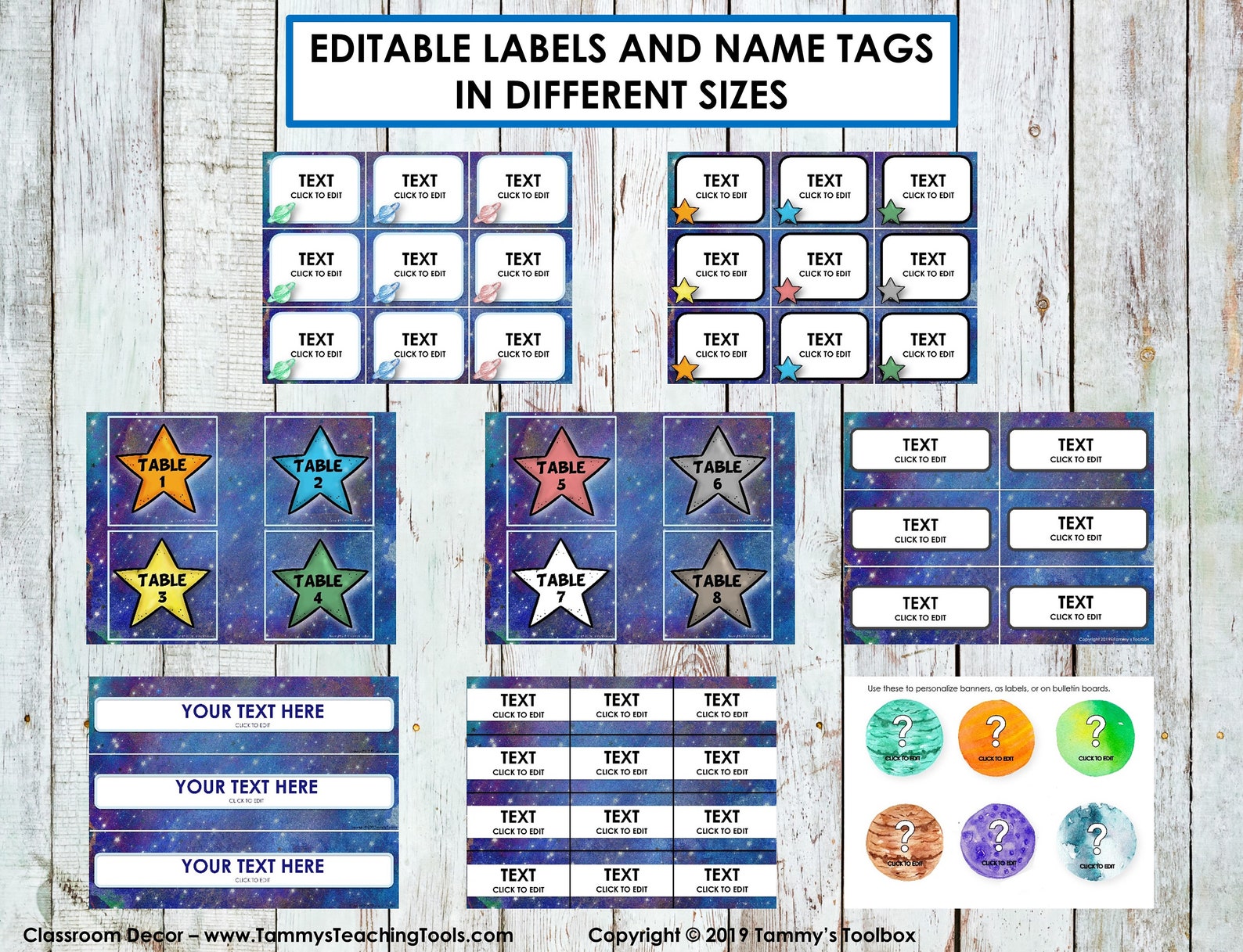 Galaxy Outer Space Classroom Decor Bundle Editable, Printable Space ...