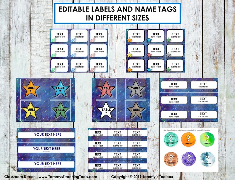 Galaxy Outer Space Theme Classroom Decor, Printable and Editable Class ...