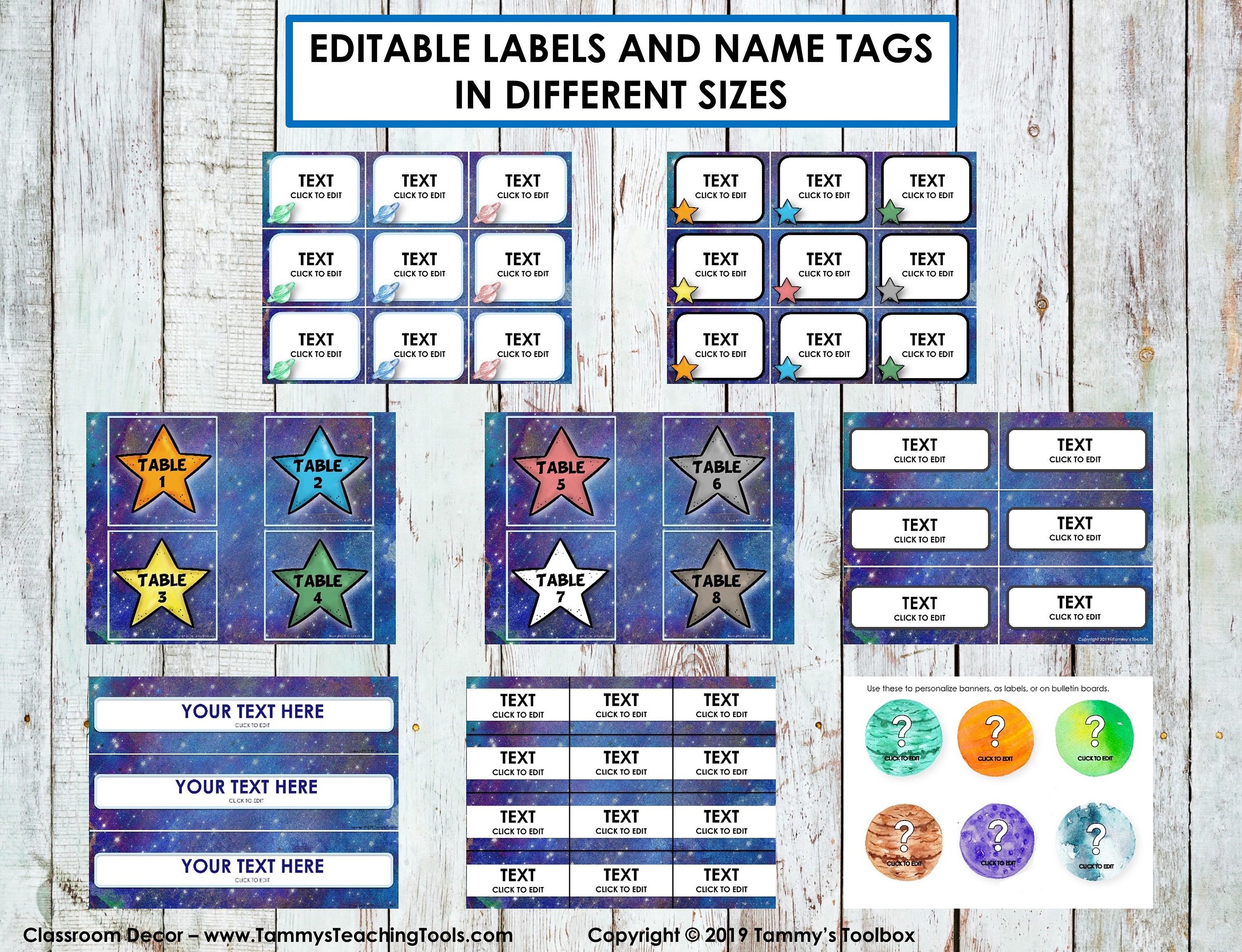 Galaxy Classroom Decor Bundle Editable - Etsy