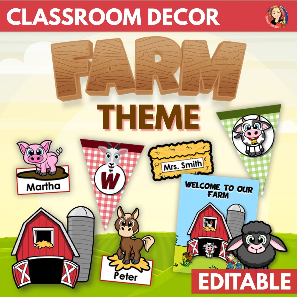 Classroom Decor With Farm and Farm Animals Theme, Printable Farm ...