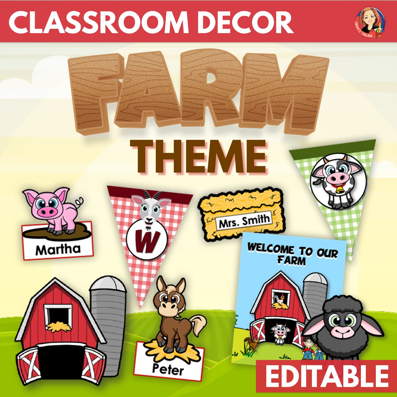Classroom Decor With Farm and Farm Animals Theme, Printable Farm ...