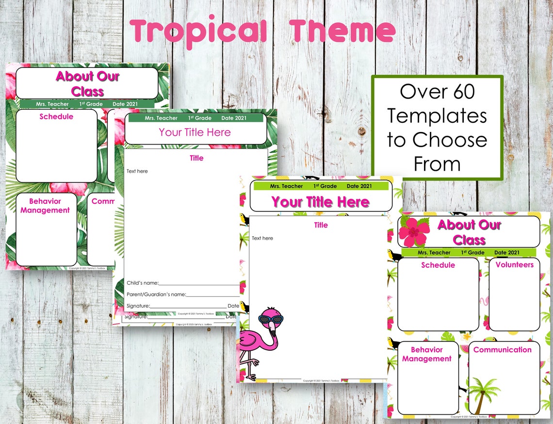 Tropical Classroom Newsletter Templates, Printable and Editable Class ...