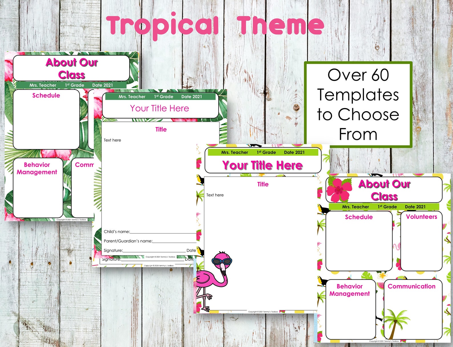 Tropical Classroom Newsletter Templates, Printable and Editable Class ...