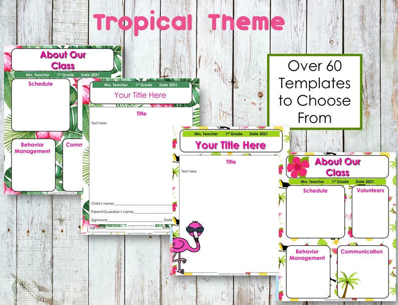 Tropical Classroom Newsletter Templates, Printable and Editable Class ...